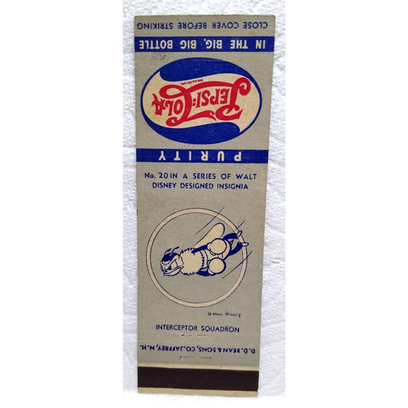 Pepsi | Art | Pepsi Cola Matchbook Cover Walt Disney No 2 Flying Bee ...